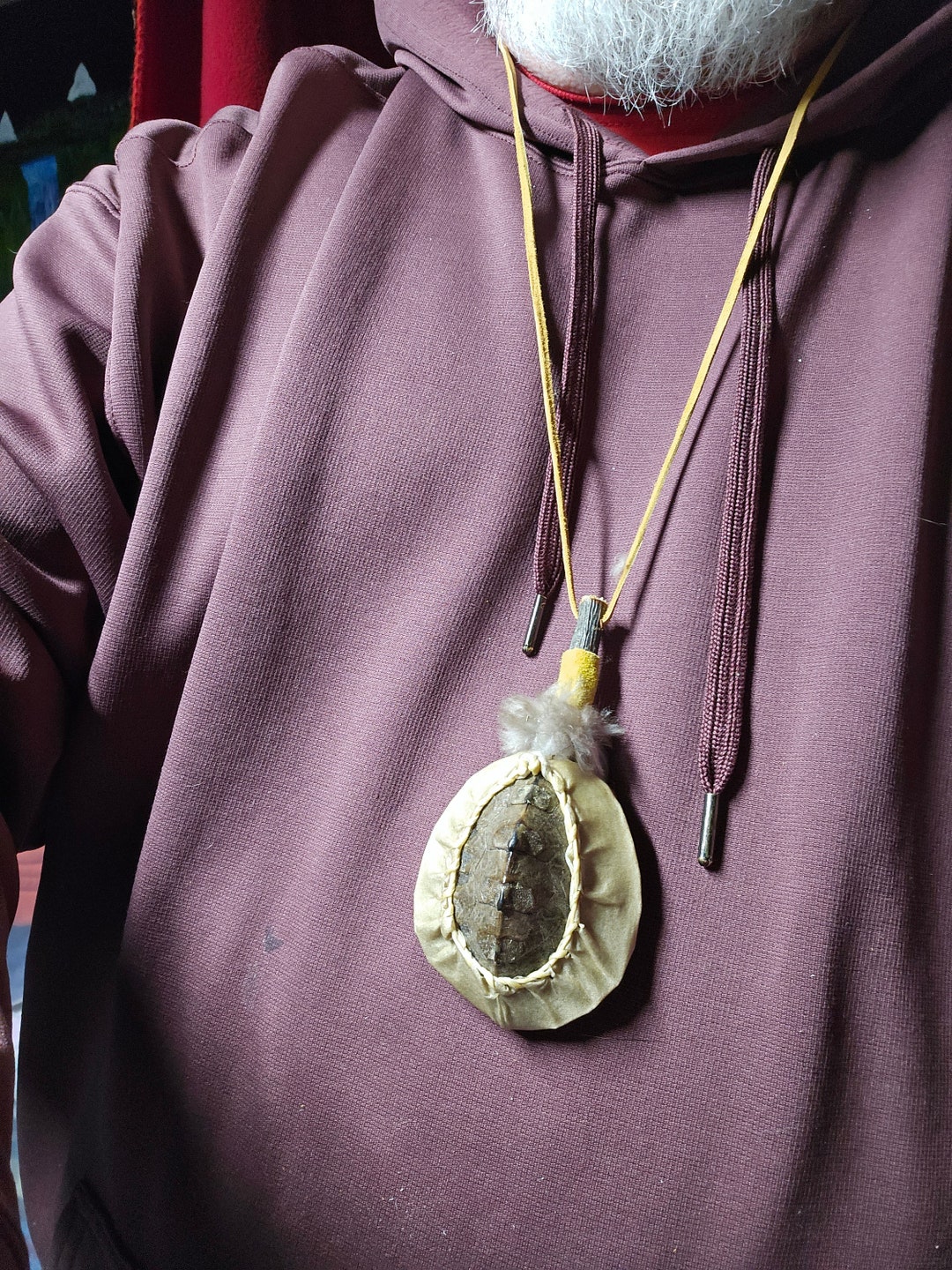 Small Wearable 3" X 2" Turtle Shell ( Total Length 5.5" ) Shaman Rattle ...