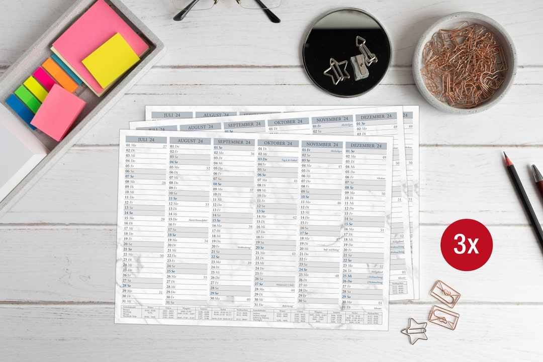 Marble Design A4 Chalkboard Calendars set of 3 - Etsy