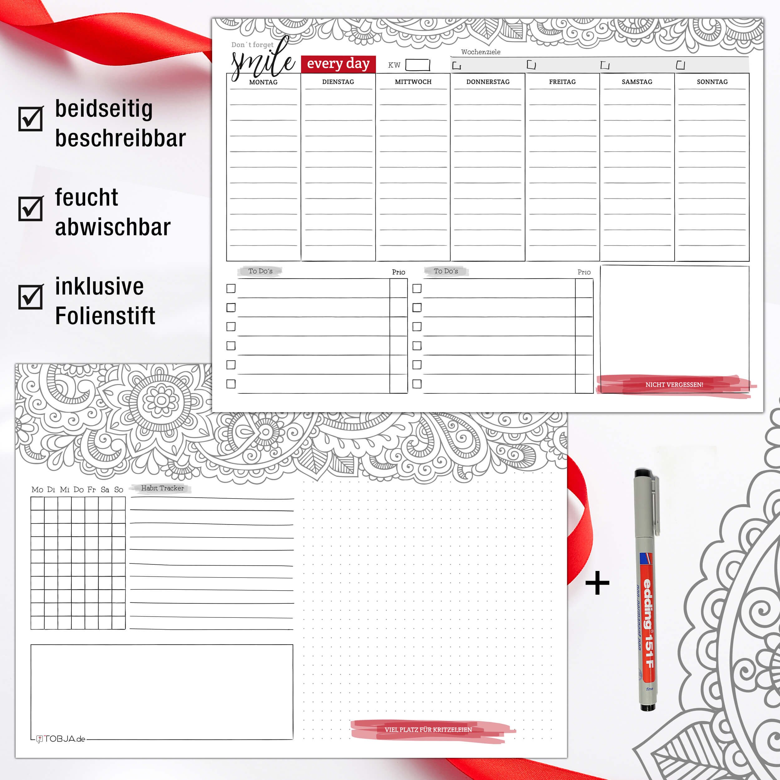 Weekly Planner Wipeable Incl. Pen - Etsy