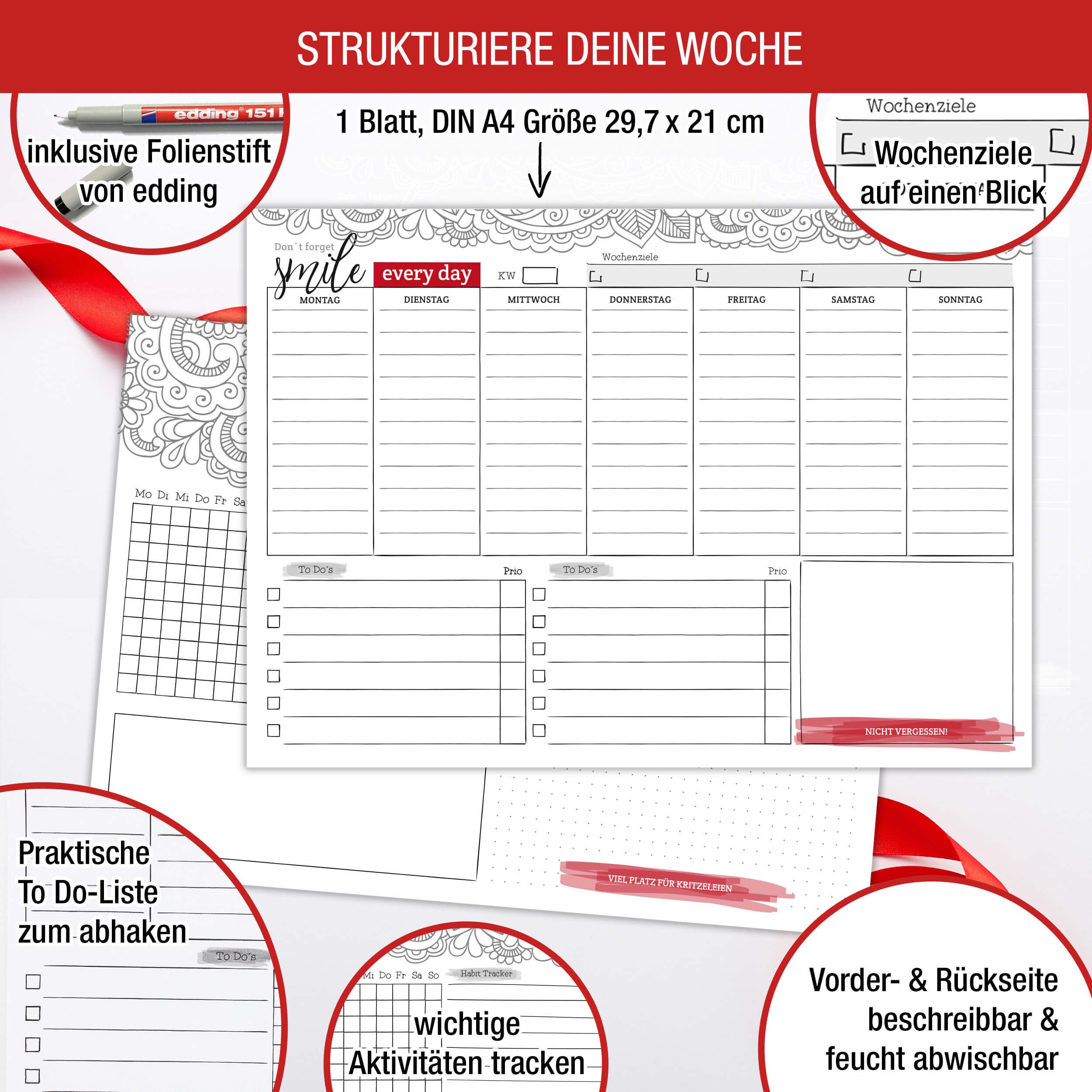 Weekly Planner Wipeable Incl. Pen - Etsy