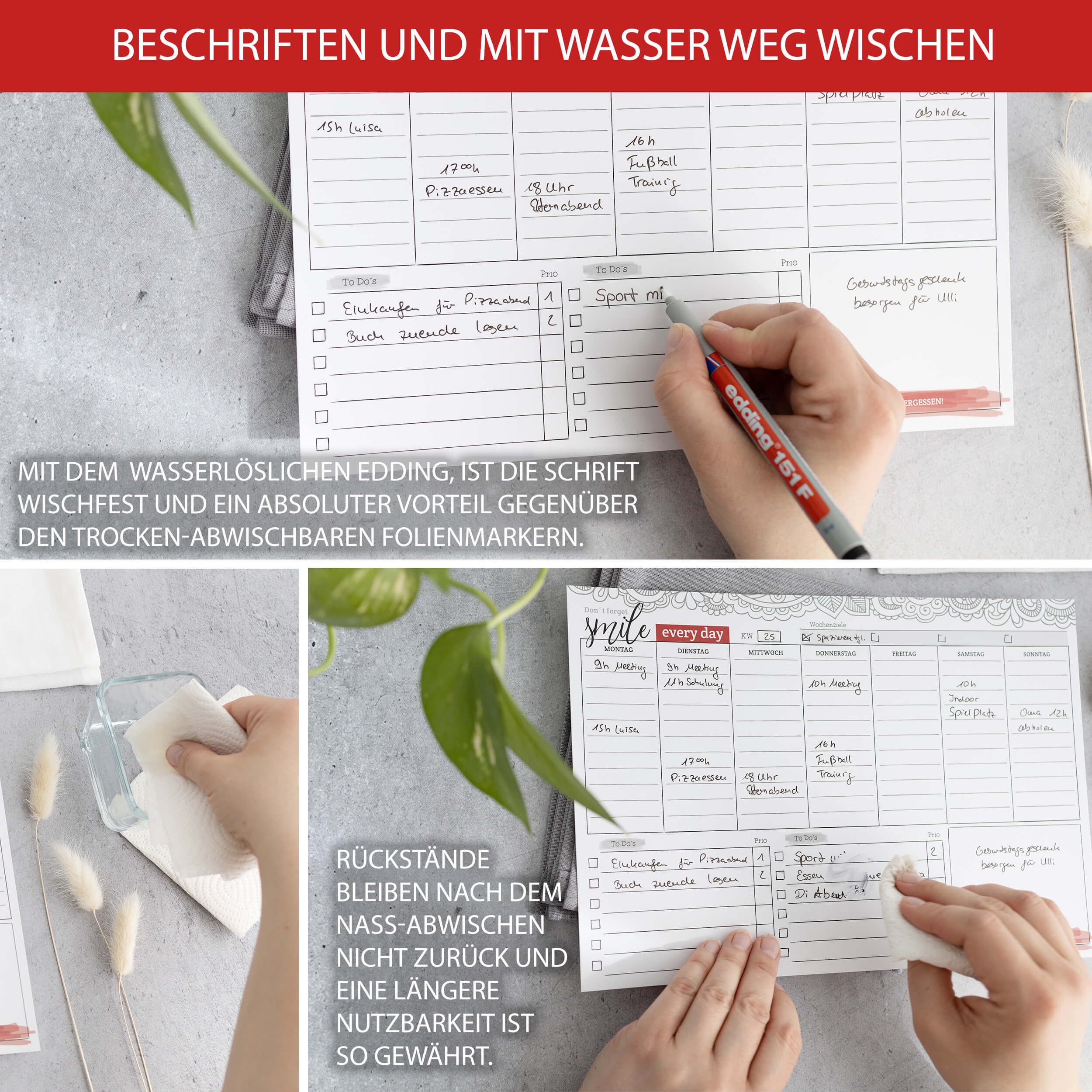 Weekly Planner Wipeable Incl. Pen - Etsy