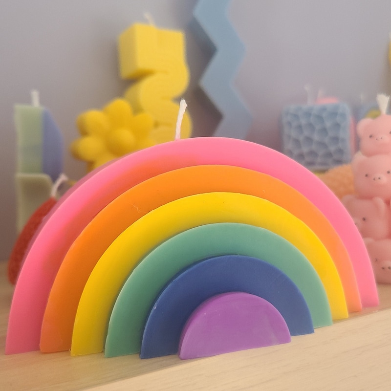 Rainbow Candle - Etsy UK