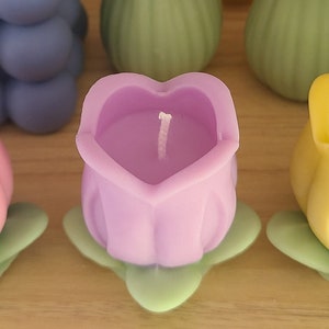 Small Cute Tulip Candle, Handmade Tulip Candle, Scented Candle, Soy Wax ...
