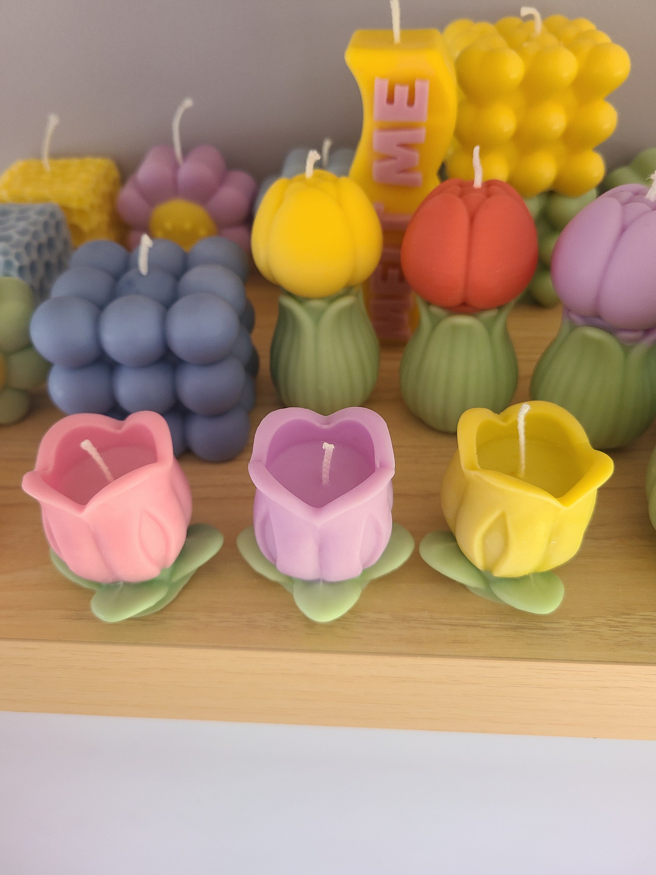 Small Cute Tulip Candle, Handmade Tulip Candle, Scented Candle, Soy Wax ...