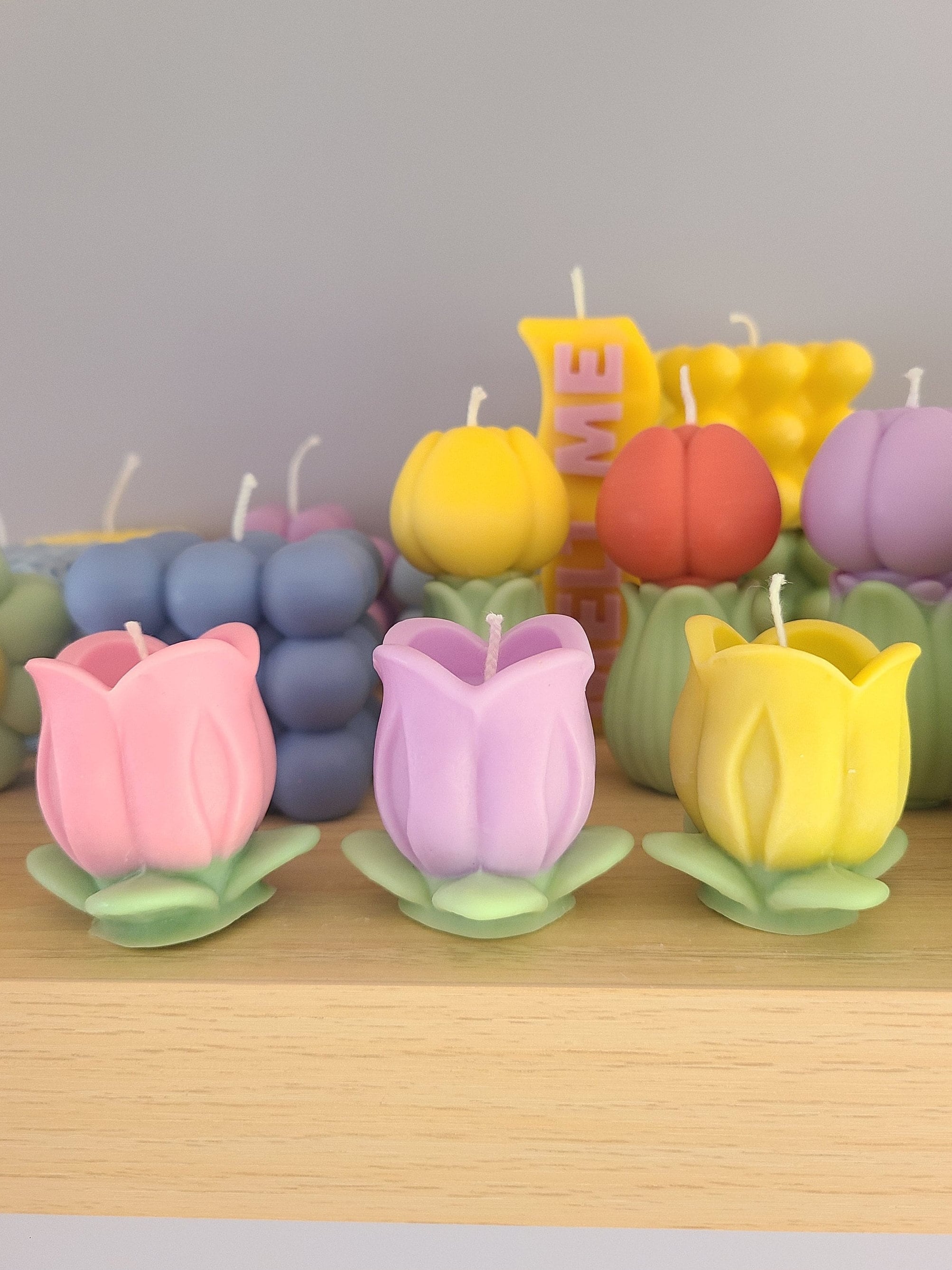 Small Cute Tulip Candle, Handmade Tulip Candle, Scented Candle, Soy Wax ...