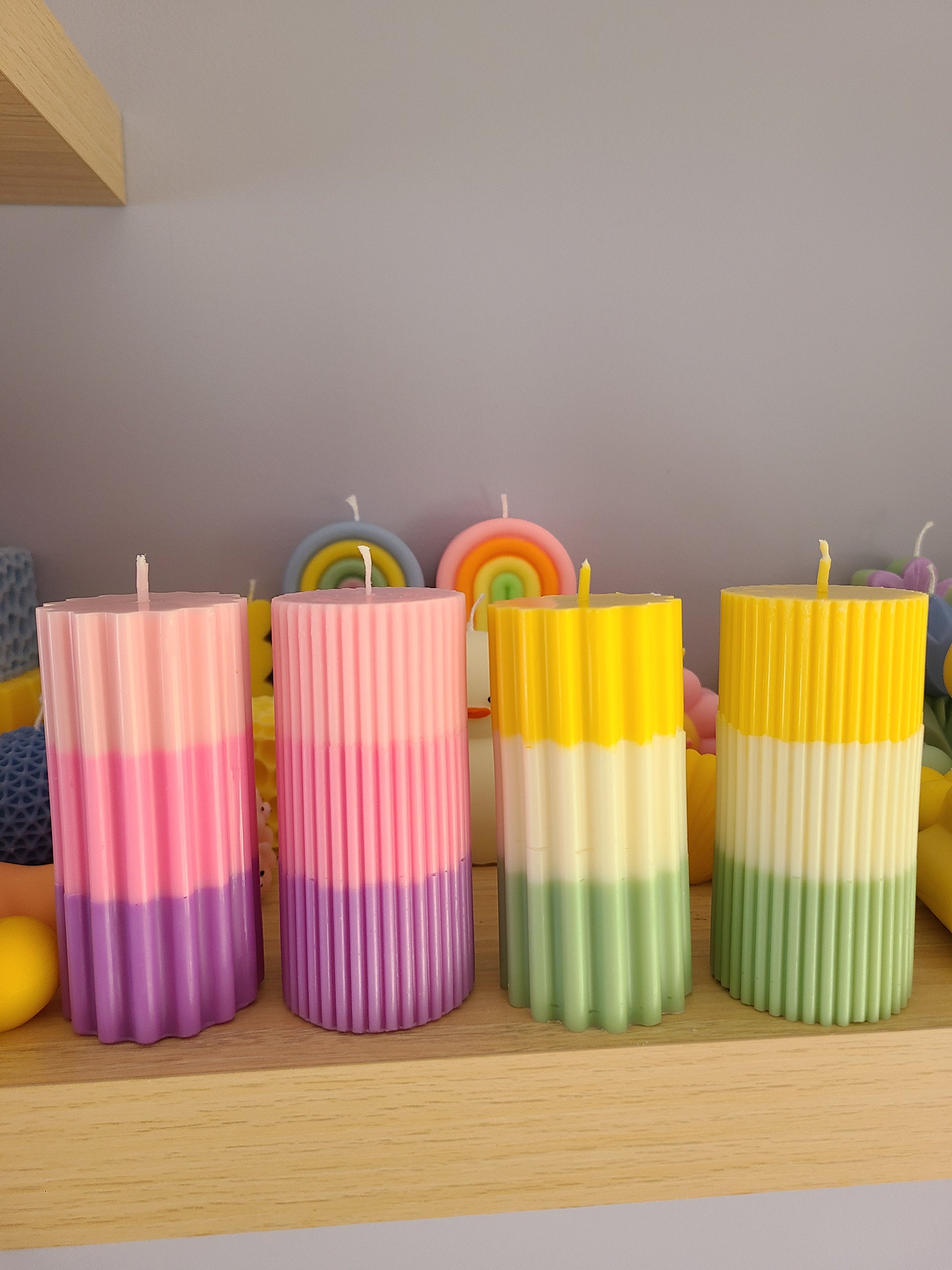 Tri Coloured Pillar Candle, Handmade Pillar Candle, Scented Candle, Soy ...