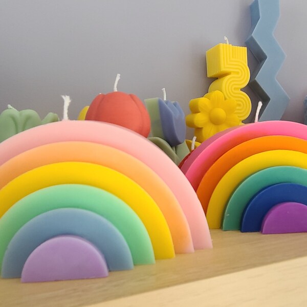 Rainbow Candle - Etsy UK