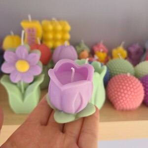 Small Cute Tulip Candle, Handmade Tulip Candle, Scented Candle, Soy Wax ...