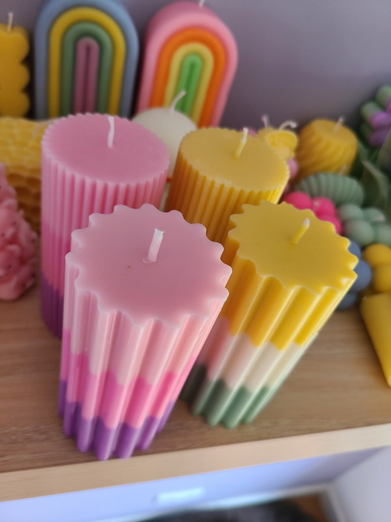 Tri Coloured Pillar Candle, Handmade Pillar Candle, Scented Candle, Soy ...