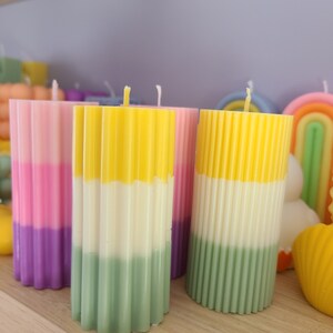 Tri Coloured Pillar Candle, Handmade Pillar Candle, Scented Candle, Soy ...