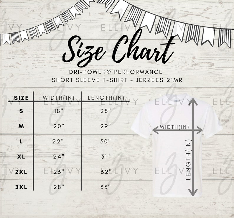 Jerzees Dri-power® Performance Short Sleeve T-shirt - Size Chart ...