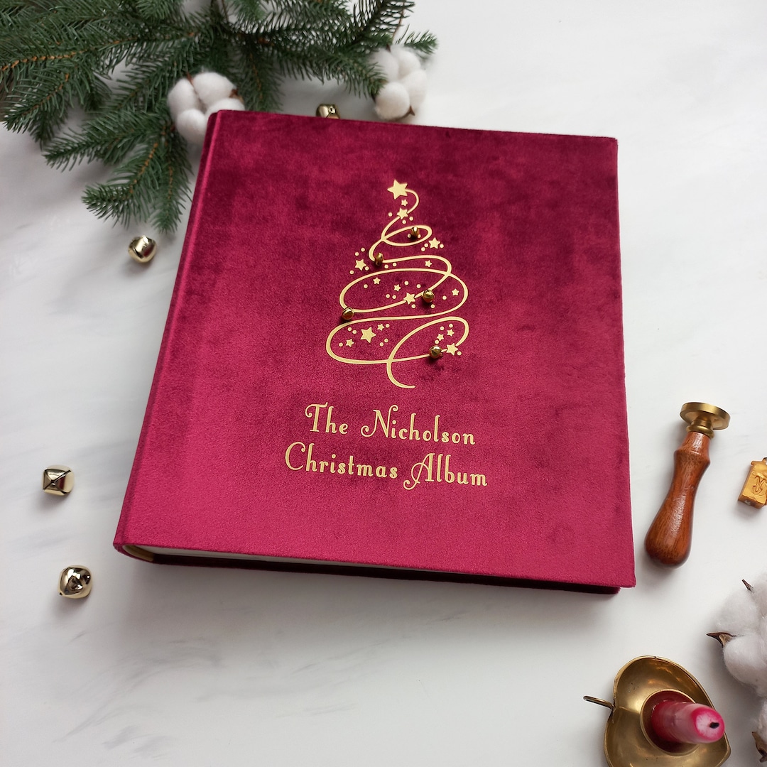 6x8" 80 Photos Christmas Photo Album, Self-adhesive Album, Burgundy Red ...