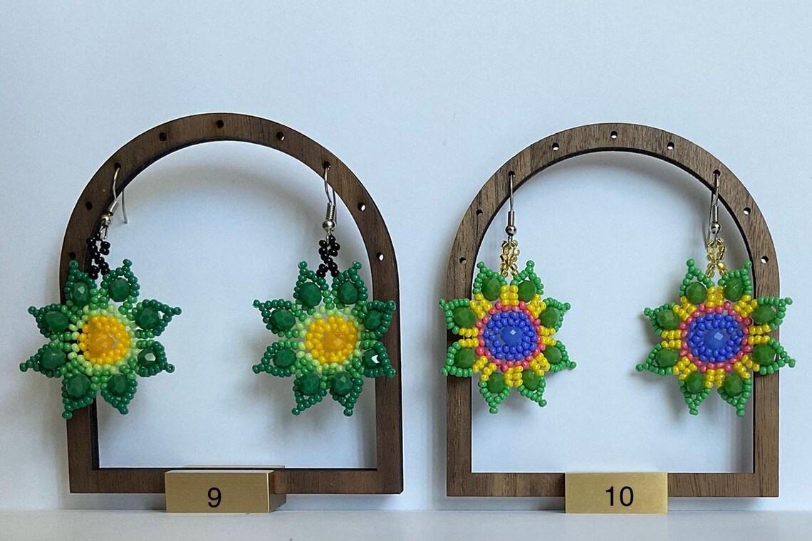 Hand Beaded Star Mexican Earrings - Etsy