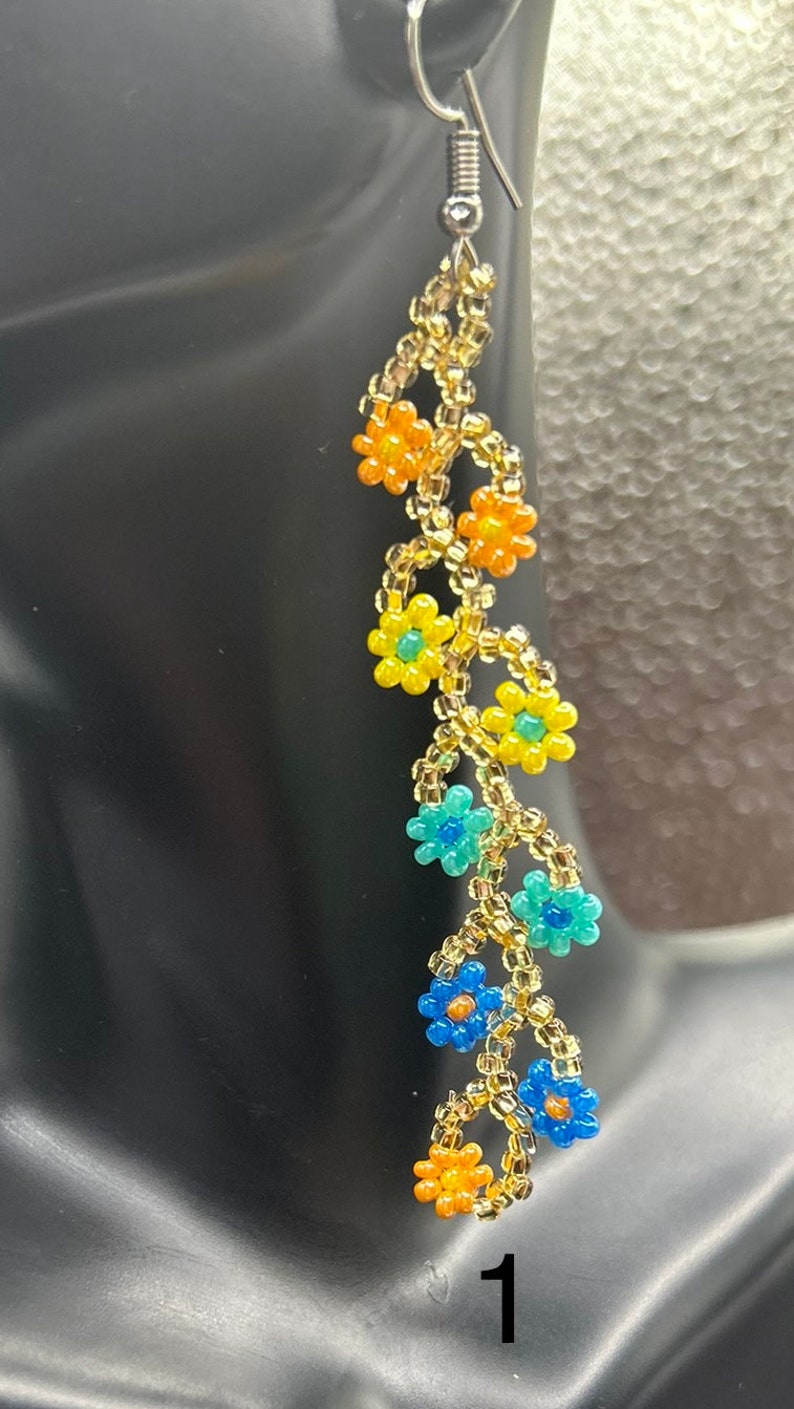 Chaquira Huichol Mexican Beaded Earrings - Etsy