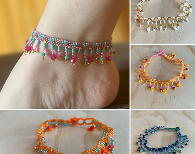 Dangling Mexican Beaded Huichol Anklets - Etsy