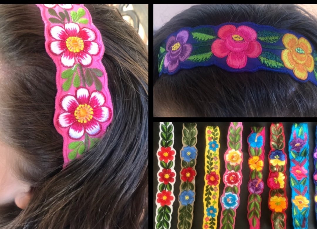 Handmade Embroidered Headbands in Various Colors. - Etsy