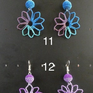 Mexican Handmade Multi-colored Wire Earrings Wrapped in Cotton Thread ...