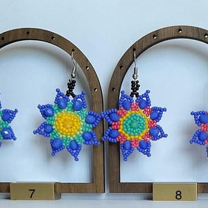 Hand Beaded Star Mexican Earrings - Etsy