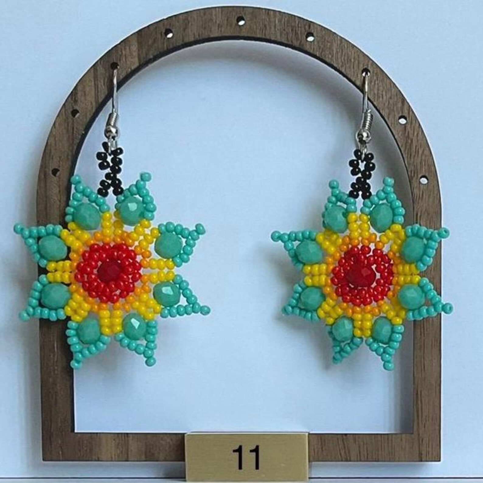 Hand Beaded Star Mexican Earrings - Etsy