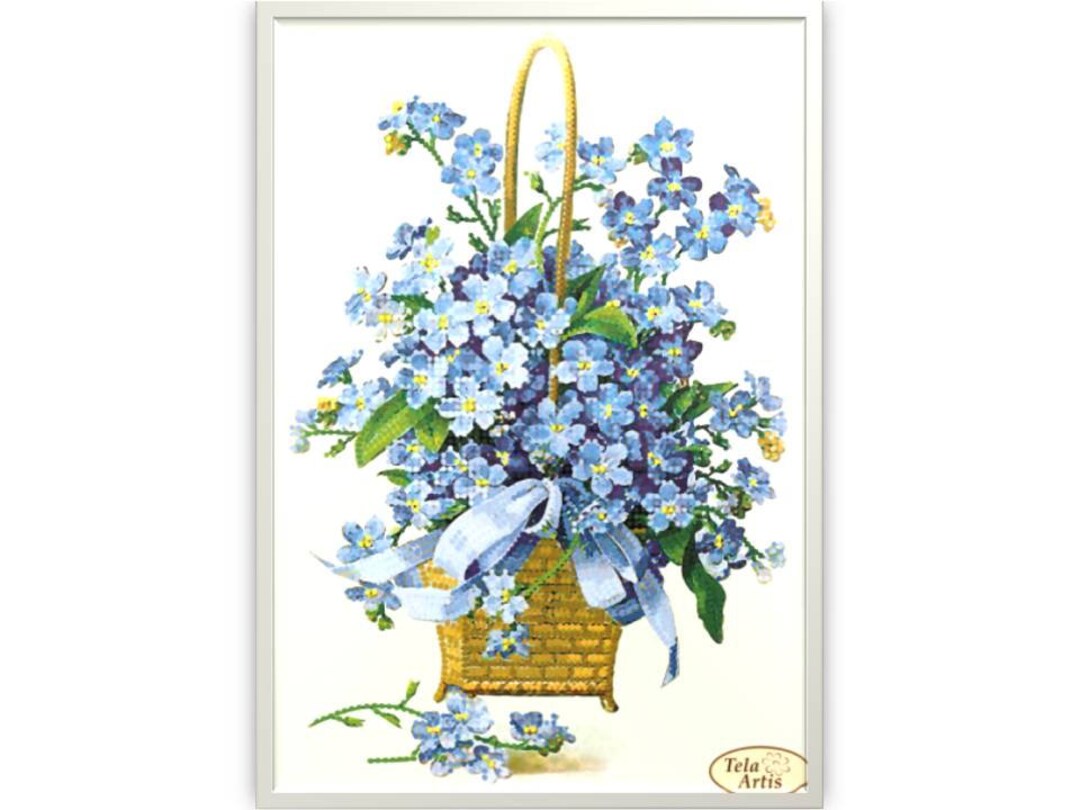 Forget-me-nots Basket Bead Embroidery Kit, Flowers DIY Beadwork Kit ...