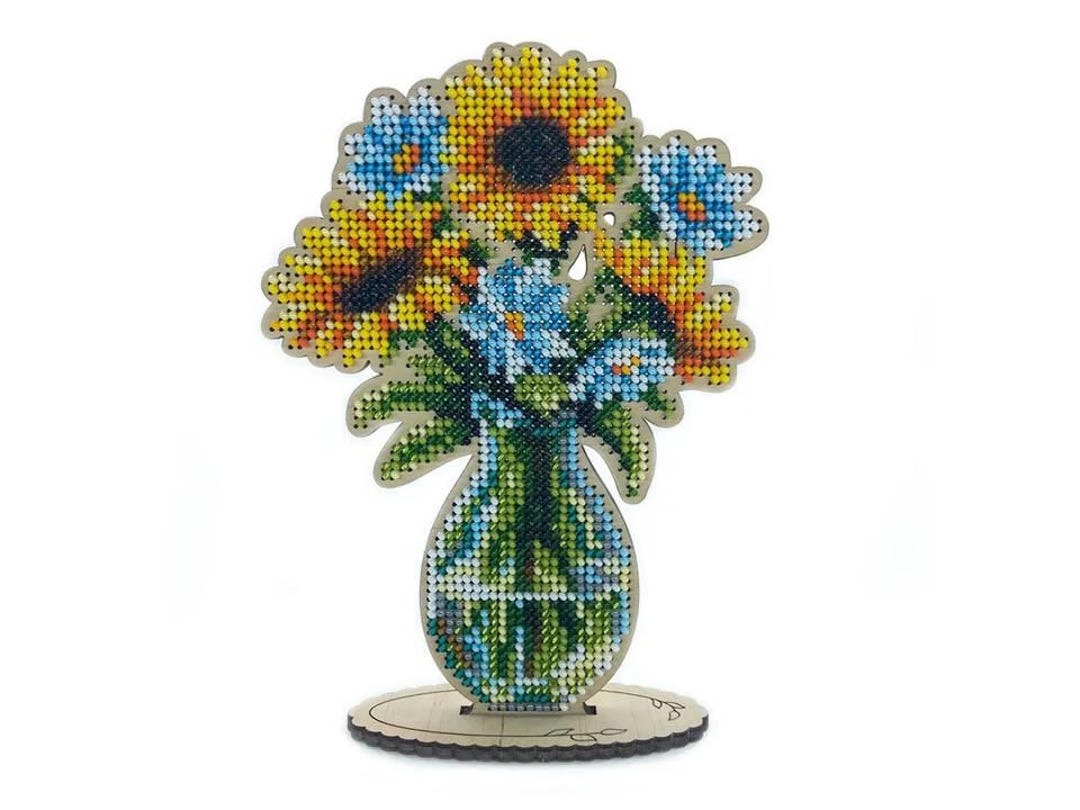 Wooden Flowers Beadwork Kit, Sunflower Beading Kit, DIY Bead Decor ...