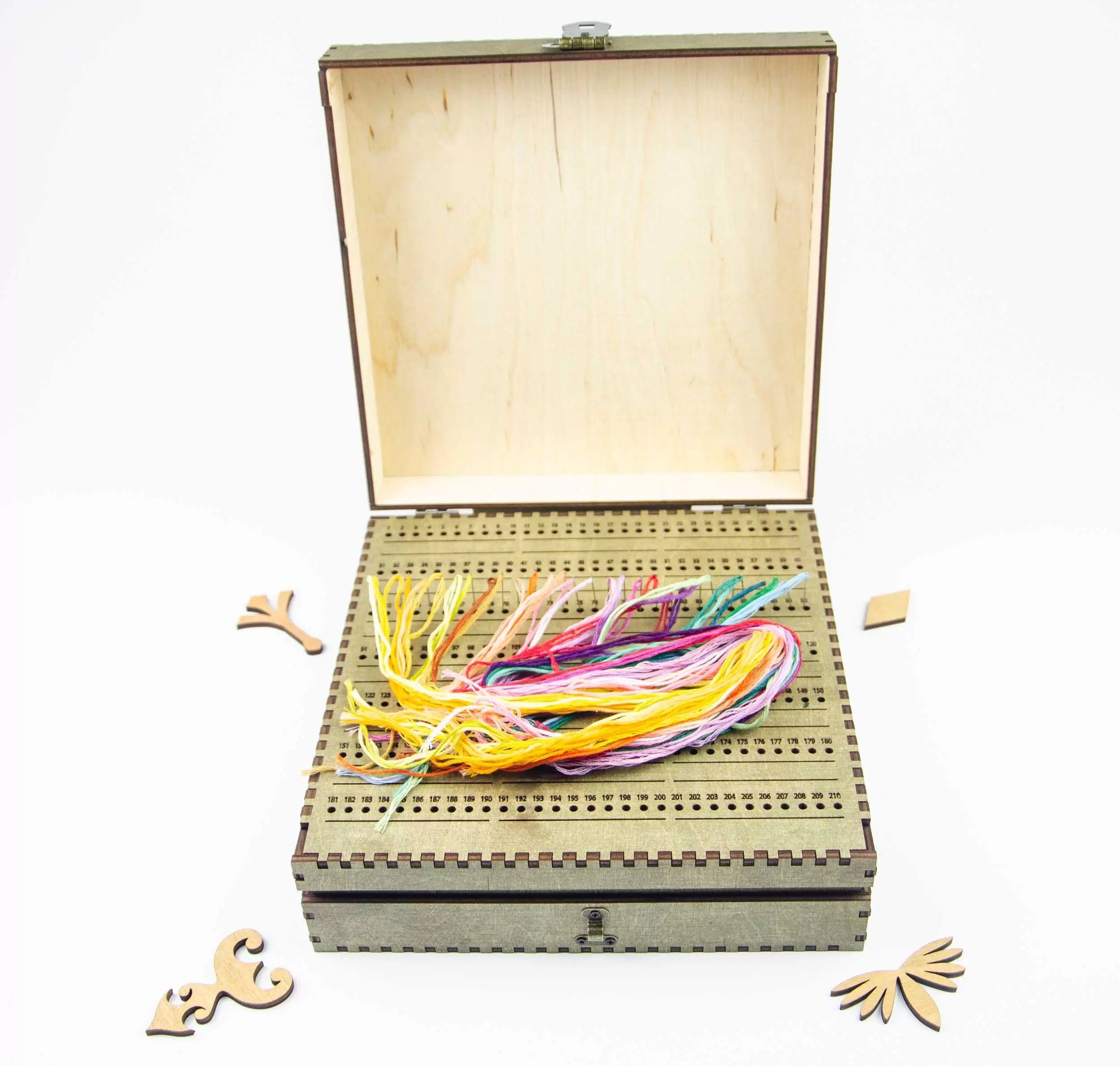 Wooden Floss Organizer Box Thread Project Card 210 Positions - Etsy