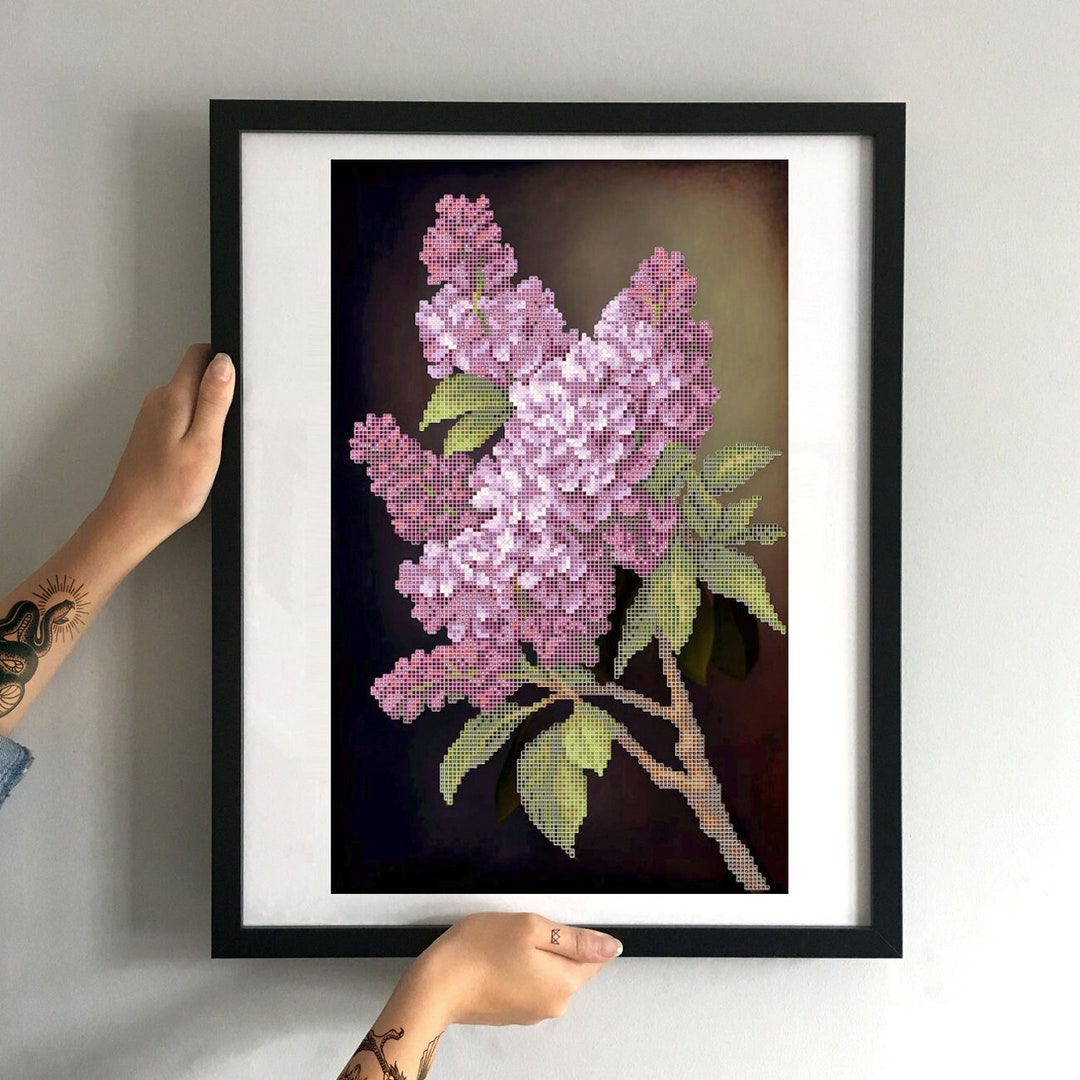 Lilac Sprig Bead Embroidery Kit, Beadwork Flowers Kit, Beautiful ...