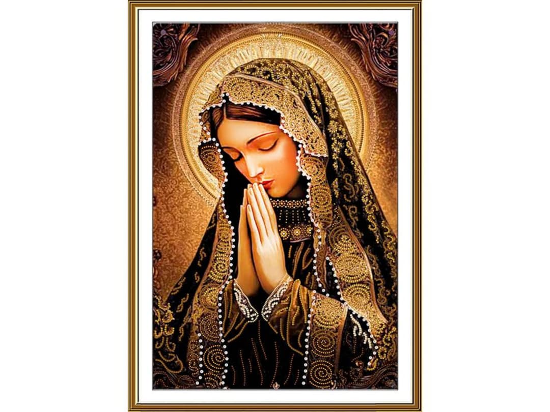 Gold Virgin Mary Beading Kit, Madonna in Prayer Bead Embroidery Kit ...