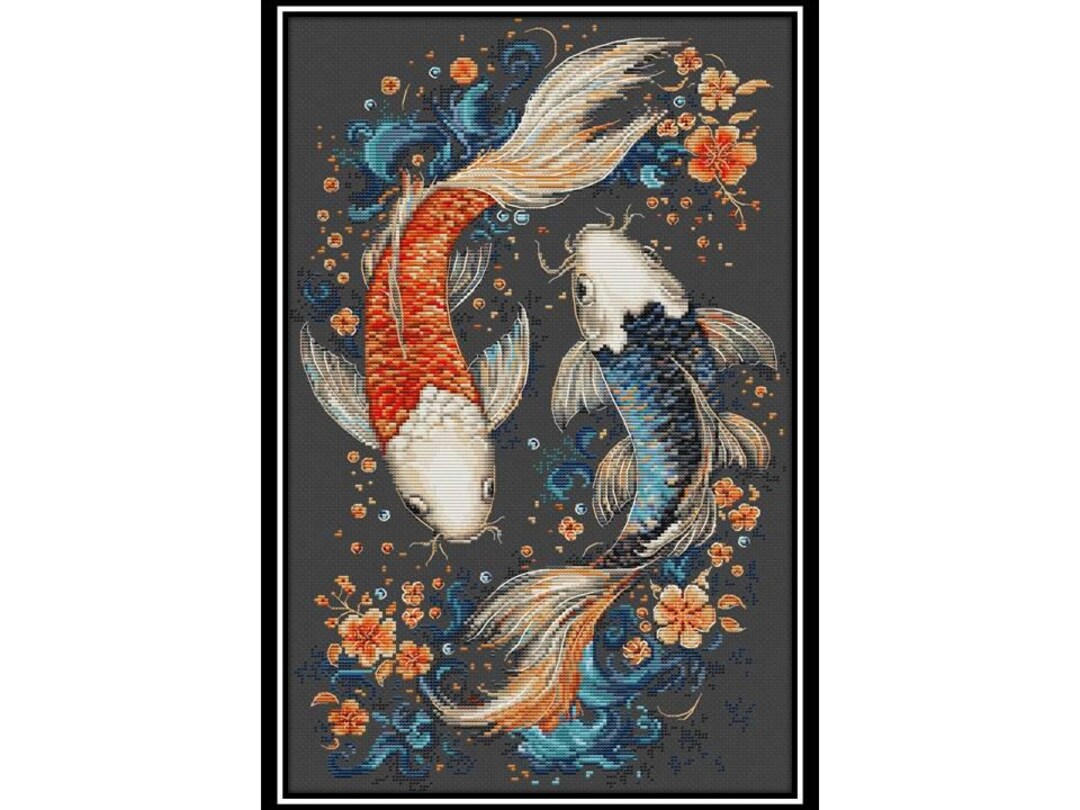 Two Magical Fish Cross Stitch Kit, Rainbow Fish Embroidery Kit ...