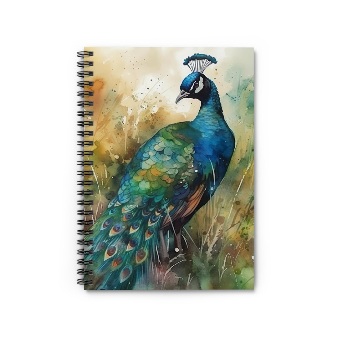 Watercolor Peacock Spiral Notebook - Etsy