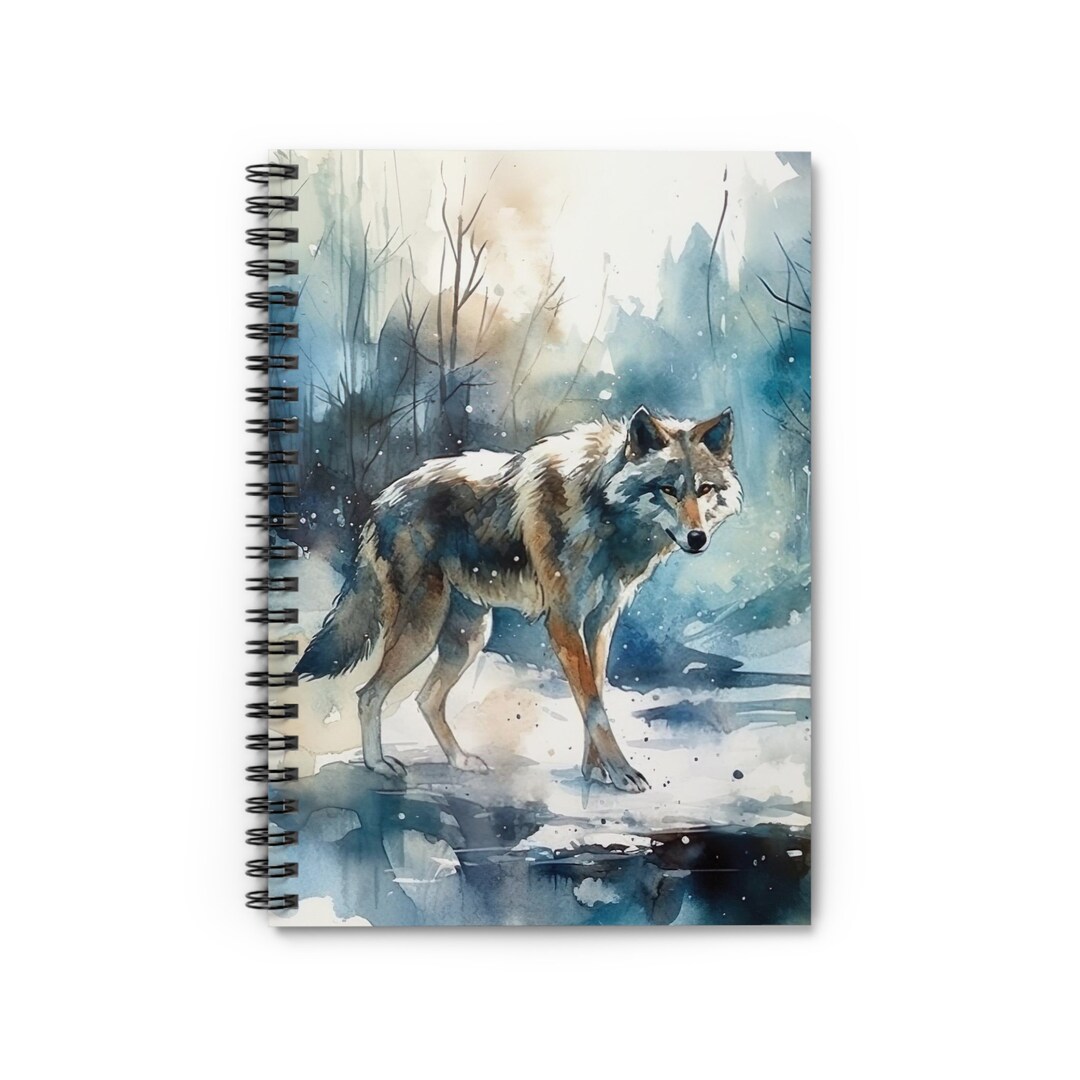 Watercolor Wolf in Icy Landscape Wildlife Art Spiral Notebook - Etsy