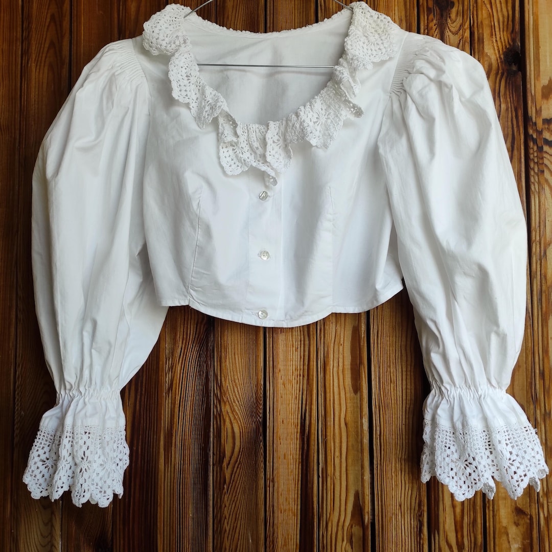 Dirndl Blouse Dirndl White Top Cotton Vintage German Blouse Austria ...