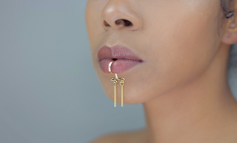 Maya Chain Lip Cuff No Piercing Tribal Jewelry Fake Lip - Etsy