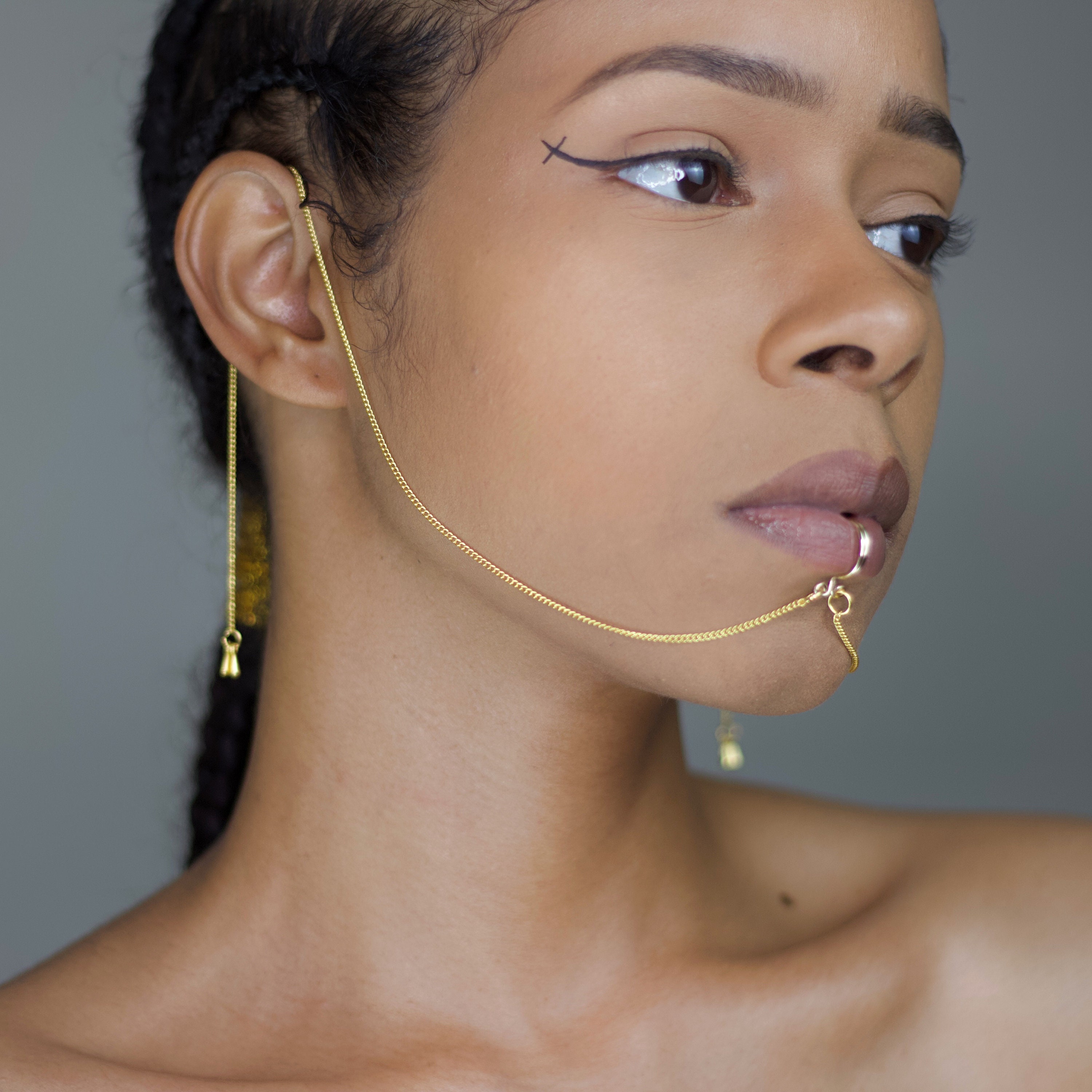 Empress Lip Cuff Chain – No Piercing, Adjustable Body Jewelry - Etsy