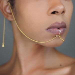 Empress Lip Cuff Chain – No Piercing, Adjustable Body Jewelry - Etsy