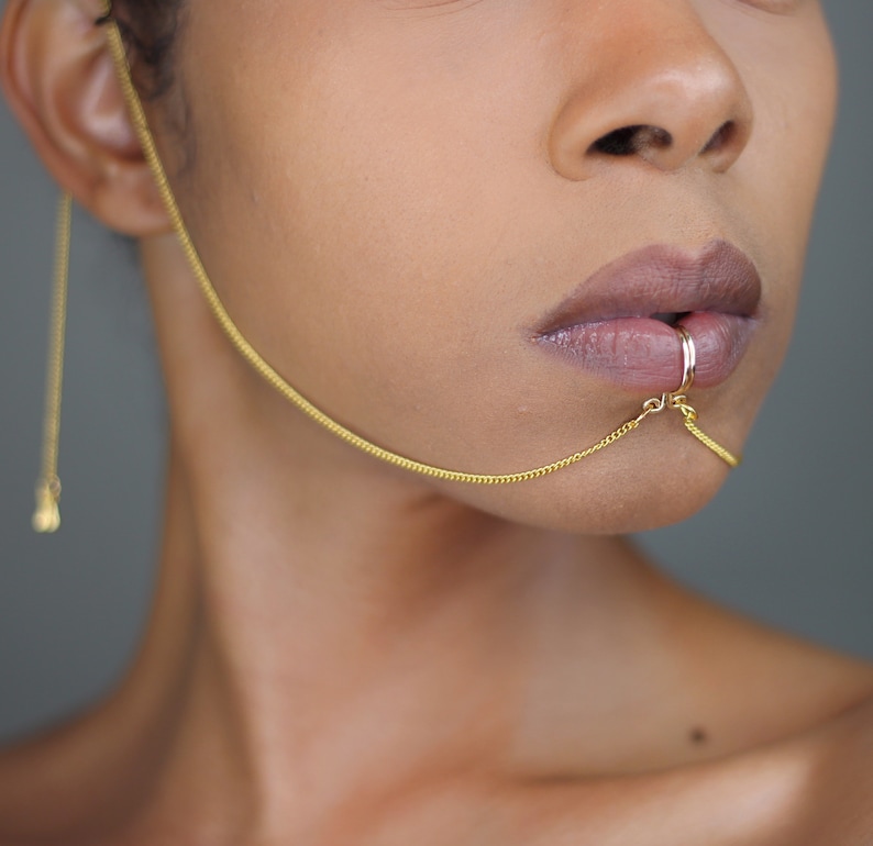 Empress Lip Cuff Chain No Piercing Tribal Jewelry Fake Lip - Etsy