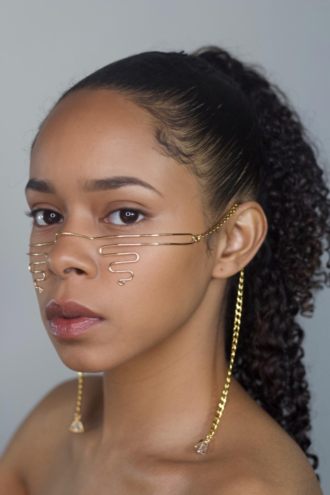 Anvi Ear Cuff Face Chain – Festival Body Jewelry - Etsy