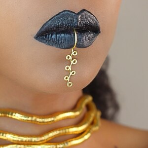 4 Piece Lip Cuff Set, Tribal Jewelry, Gothic Punk Jewelry, Fake ...