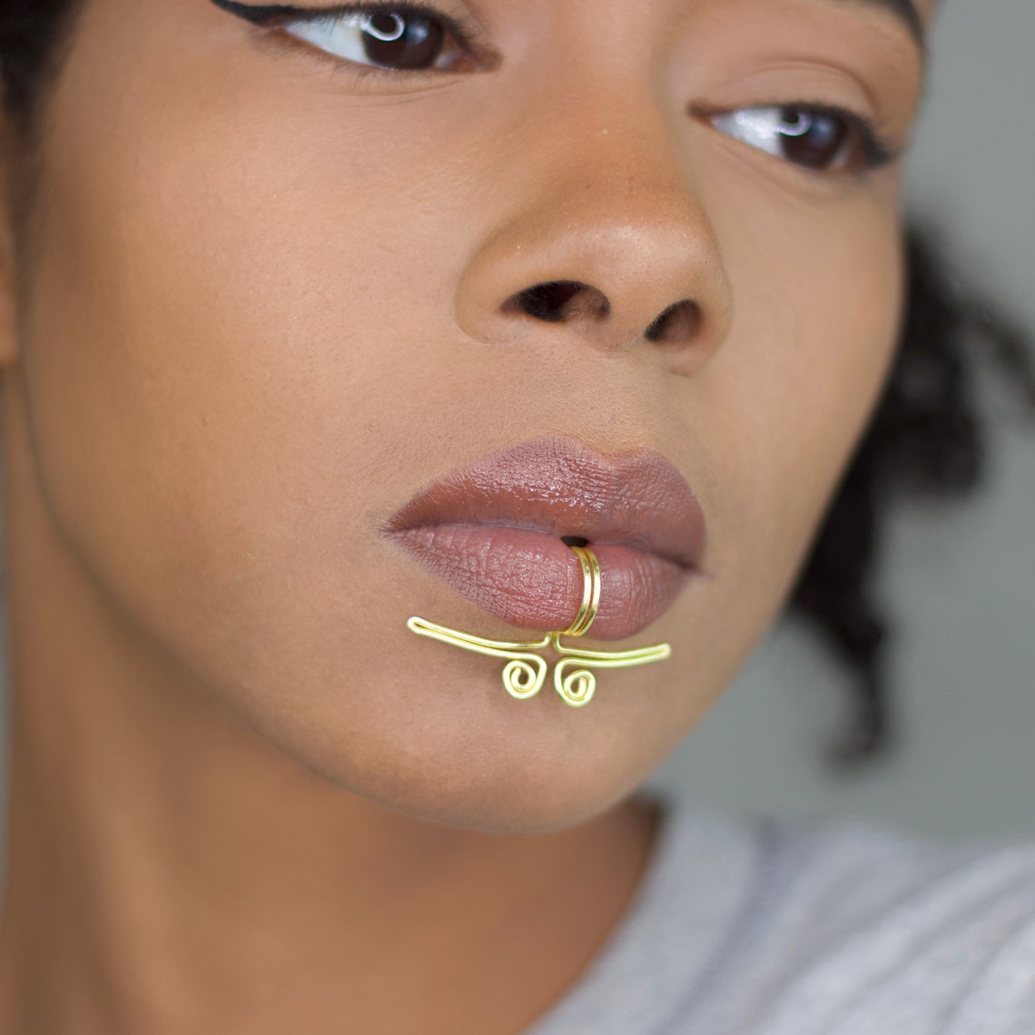 Gaia Faux Lip Ring Tribal Jewelry No Piercing African - Etsy