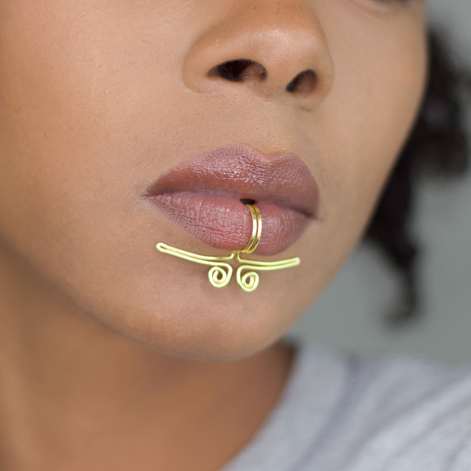 Gaia Faux Lip Ring Tribal Jewelry No Piercing African - Etsy