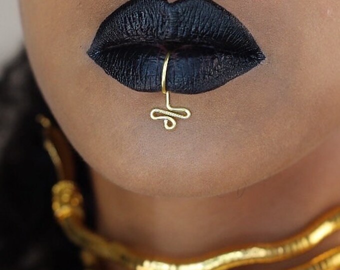 Double Lip Ring Fake Lip Ring gold, Silver, Rose Gold. - Etsy Canada
