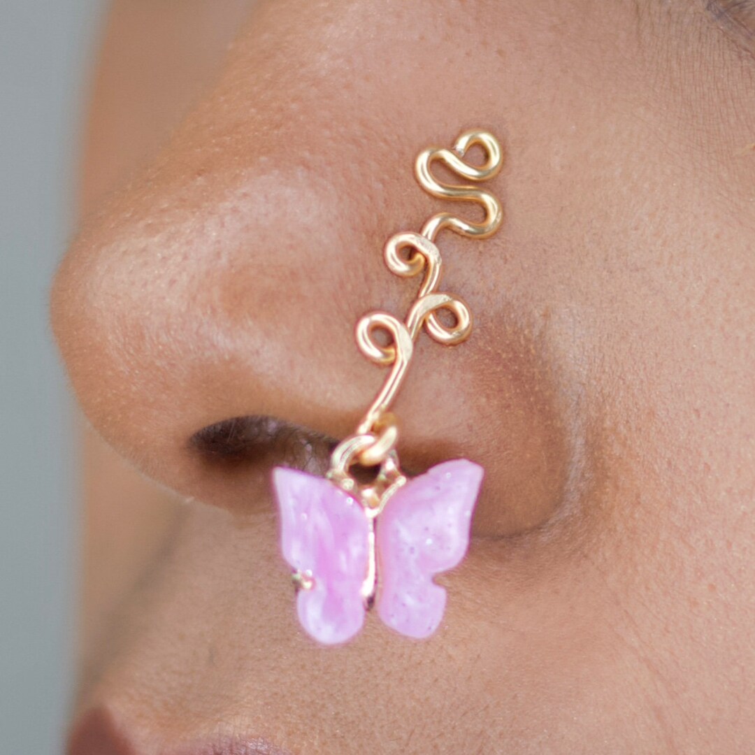 Butterfly Nose Cuffs, No Piercing Needed, Fake Nose Ring, Faux Septum ...