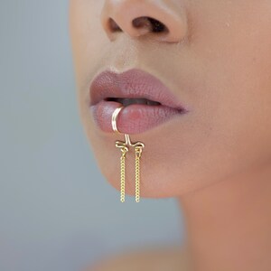 Maya Chain Lip Cuff, No Piercing, Tribal Jewelry, Fake Lip Ring, Body ...
