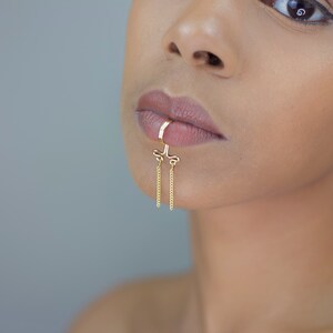 Maya Chain Lip Cuff, No Piercing, Tribal Jewelry, Fake Lip Ring, Body ...