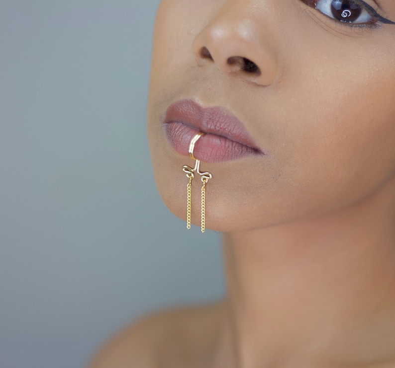 Maya Chain Lip Cuff No Piercing Tribal Jewelry Fake Lip - Etsy