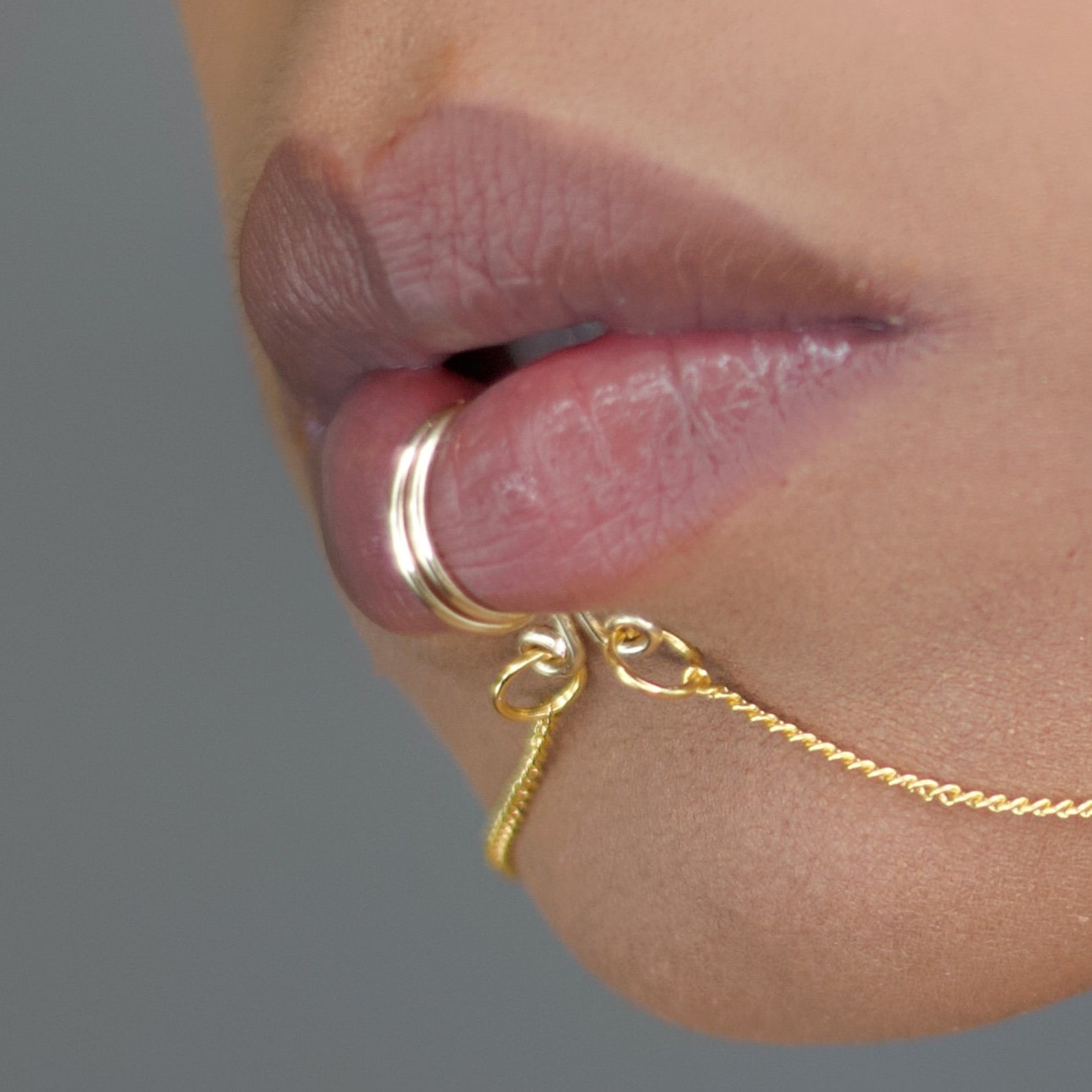 Empress Lip Cuff Chain No Piercing Tribal Jewelry Fake Lip - Etsy