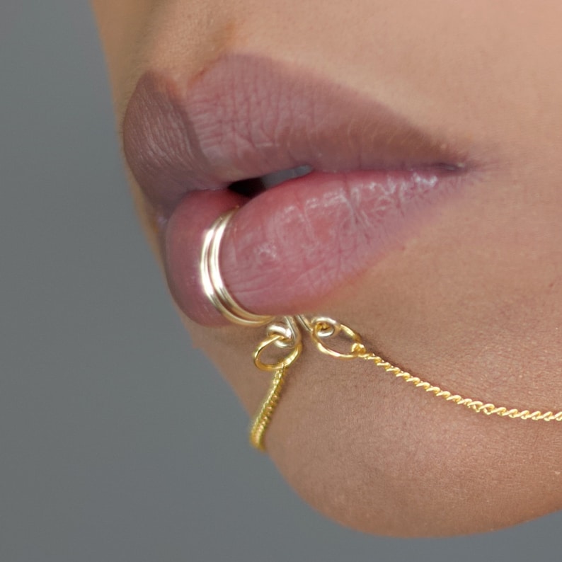 Empress Lip Cuff Chain – No Piercing, Adjustable Body Jewelry - Etsy