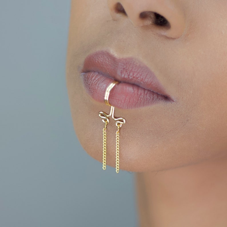 Maya Chain Lip Cuff No Piercing Tribal Jewelry Fake Lip - Etsy