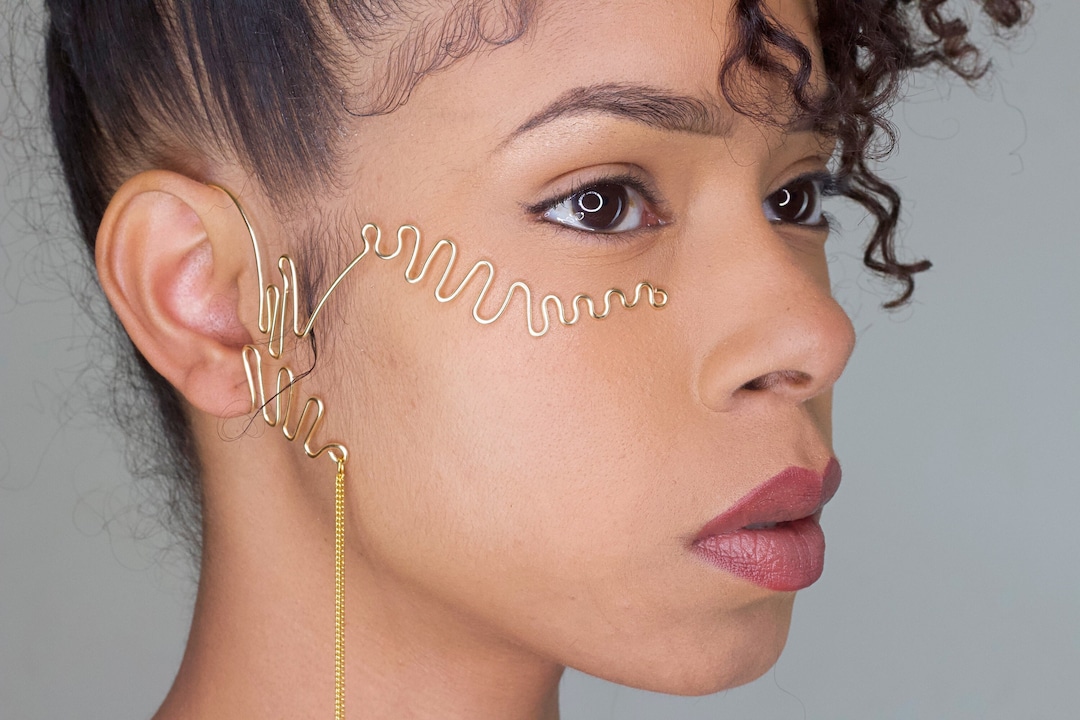 Circe Chain Ear Cuff Veil – Wire Face Mask, Festival Jewelry - Etsy