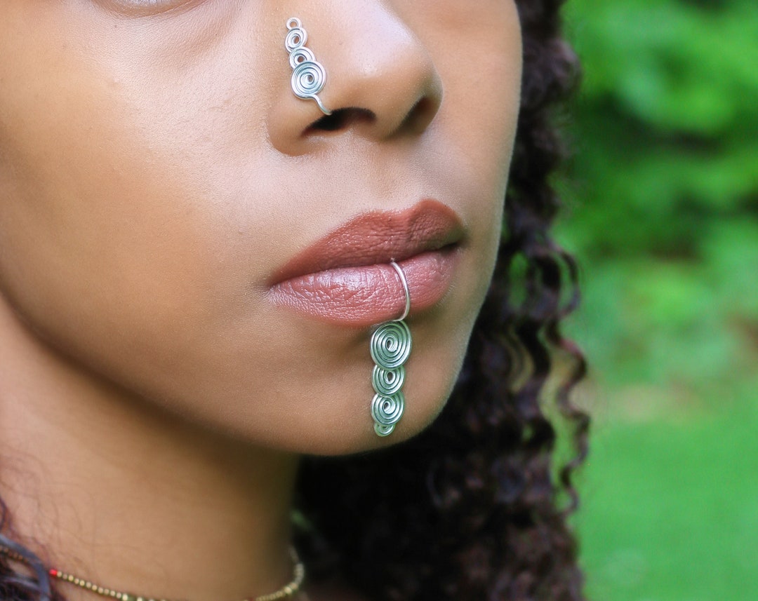 Coiled Nose & Lip Cuff Set – Adjustable Fake Piercing - Etsy